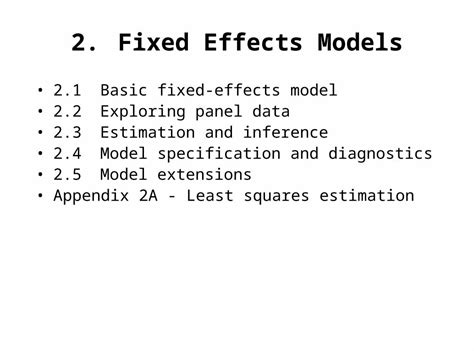 Ppt 2 Fixed Effects Models 21basic Fixed Effects Model 22exploring