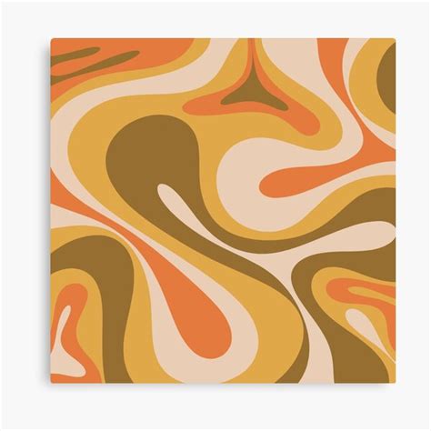 Mod Swirl Retro Abstract 60s 70s Pattern Brown Mustard Yellow Orange