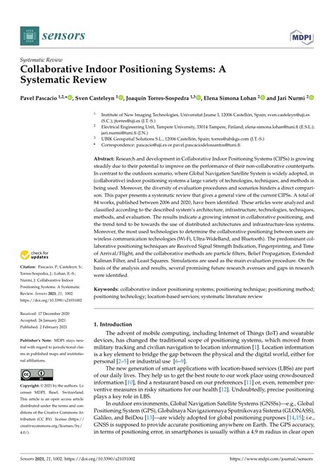 Pdf Collaborative Indoor Positioning Systems A Systematic Review