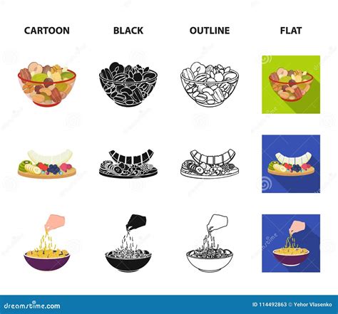 Assorted Nuts Fruits And Other Food Food Set Collection Icons In
