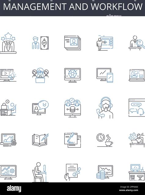 Management And Workflow Line Icons Collection Administration Supervision Governance