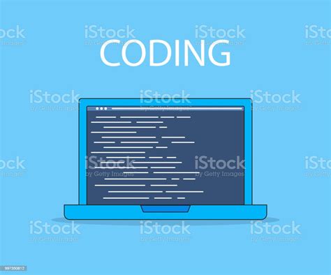 벡터 노트북 코딩 개념입니다 웹 개발자 디자인 프로그래밍입니다 노트북 화면 코드 Html에 대한 스톡 벡터 아트 및 기타 이미지 Html 개념 개발 Istock