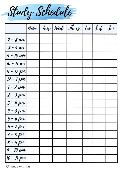 Study Schedule Template