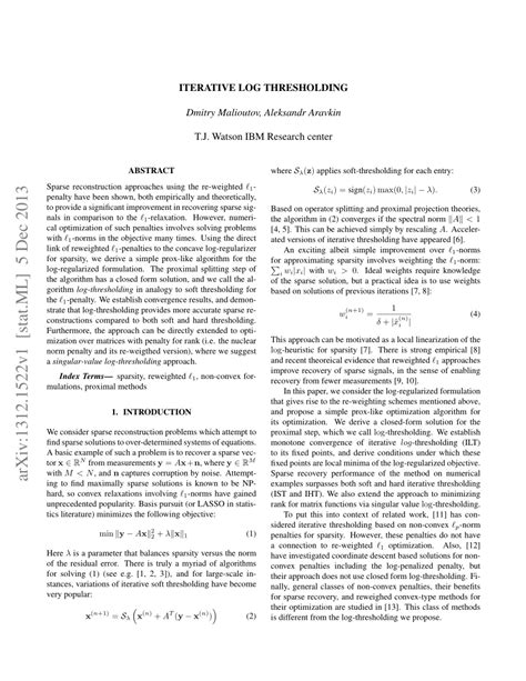 Pdf Iterative Log Thresholding