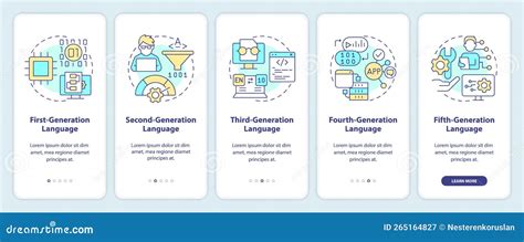 Programming Language Generations Onboarding Mobile App Screen Stock Vector Illustration Of