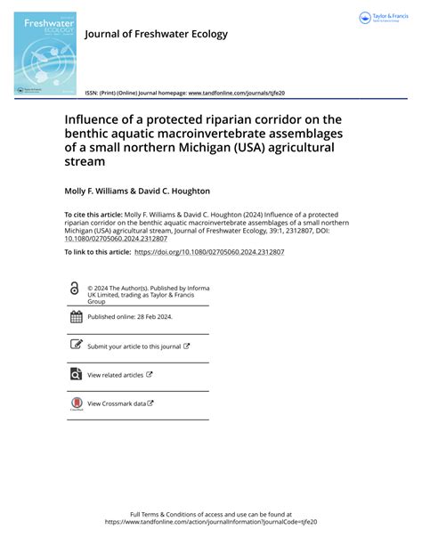 Pdf Influence Of A Protected Riparian Corridor On The Benthic Aquatic Macroinvertebrate