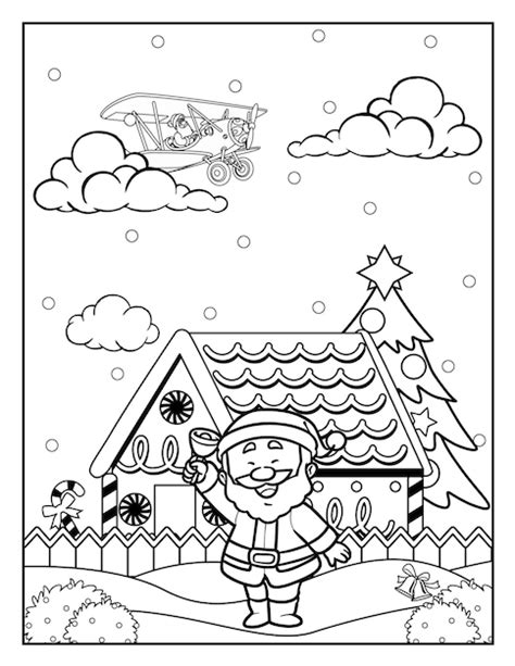 아이들을 위한 크리스마스 색칠 공부 페이지 프리미엄 벡터