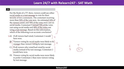 Sat Math Percentage Word Problems Practice Test 8 Youtube
