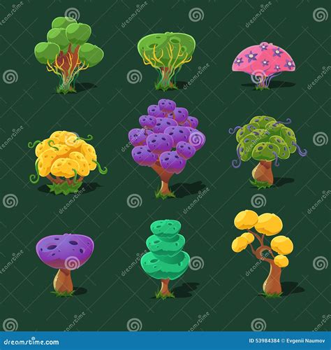 Cartoon Trees Vector Set Stock Vector Illustration Of Landscape
