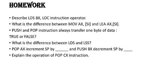 Solved Homework • Describe Lds Bx Loc Instruction Operator