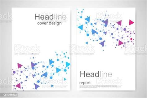 과학적인 브로셔 디자인 서식 파일입니다 벡터 전단지 레이아웃 연결된 라인 및 점 분자 구조 잡지 전단지 커버 포스터 디자인에 대