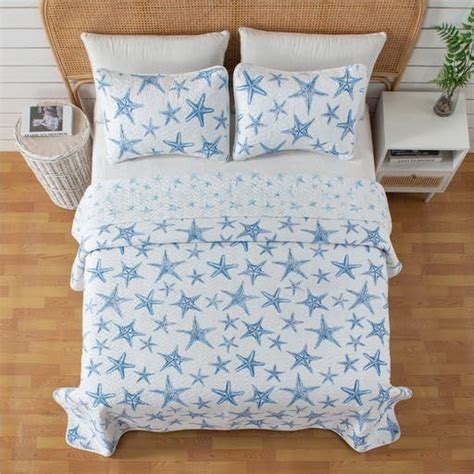 Full Queen Coastal Quilt Bedding Set Summer Coastal Quilt With Shams