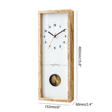Retro Simple Style Rectangular Wood Wall Clock With Tempered Glass