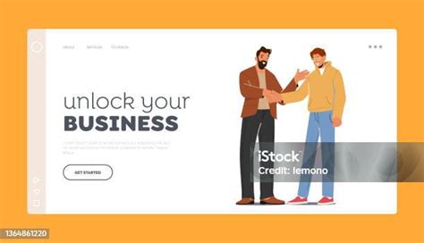 성공 방문 페이지 템플릿을 축하합니다 사업가 회사 보스 사무실 직원에 손을 흔들어 격려 악수에 대한 스톡 벡터 아트 및 기타