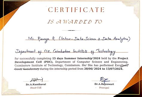 Ramya Raju On Linkedin Proud To Have Completed My Internship At The Project Development Cell