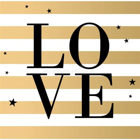 Vector Text Love With Gold Stripes And Black Stars Stock Illustration