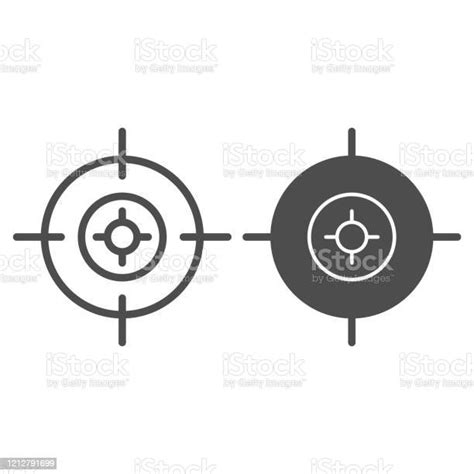 대상 선 및 단색 아이콘입니다 목표 초점 목표 십자선 기호 흰색 배경에 윤곽 스타일 그림 모바일 개념 및 웹 디자인에 대한 군사 또는 전쟁 기호 벡터 그래픽 개념에 대한