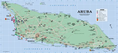 Detailed Road And Tourist Map Of Aruba Aruba Detailed Road And Tourist Map Maps
