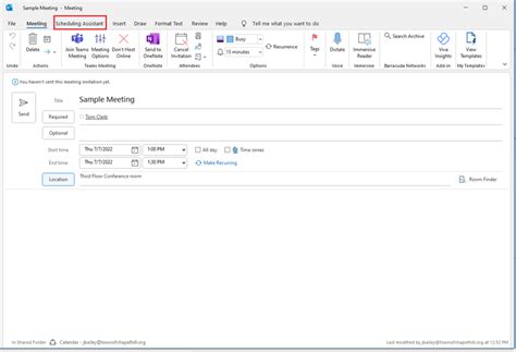 Use The Scheduling Assistant And Room Finder For Meetings In Outlook The Hive