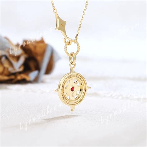 Unique Ruby Sun Pendant Necklace Compass Ruby Necklace Celestial