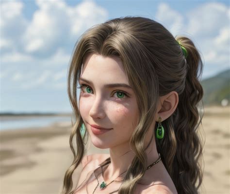Rule 34 Aerith Gainsborough Ai Generated Brown Hair Final Fantasy Final Fantasy Vii Green Eyes