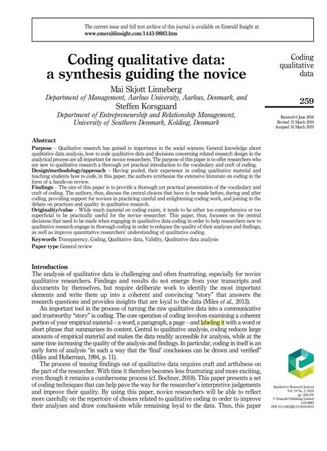 Solution Coding Qualitative Data Studypool