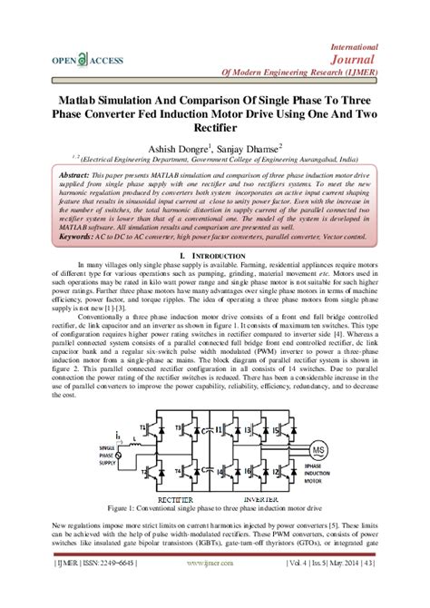 Pdf Matlab Simulation And Comparison Of Single Phase To Three Phase Converter Fed Induction