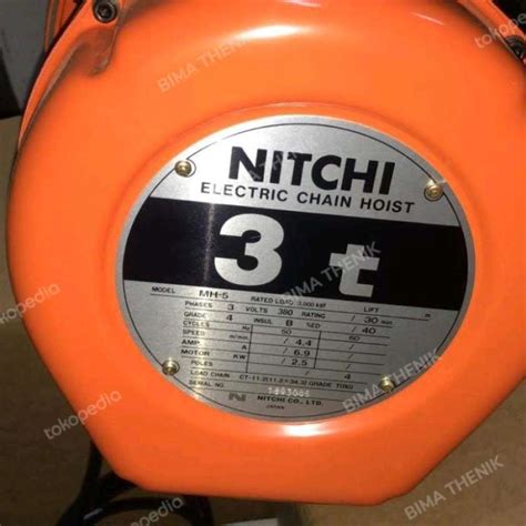 Jual Electric Chain Hoist Nitchi 3 Ton X 6 Meter With Trolley Nitchi Jepang Di Seller Ciputra