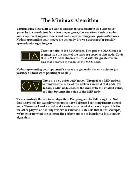 The Minimax Algorithm Pdf Mathematical Logic Teaching Mathematics