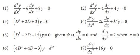Exercise 4 5 Second Order First Degree Differential Equations With