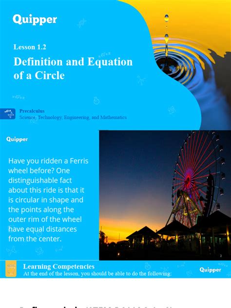 Precal Lesson 2 Ppt Pdf Circle Equations