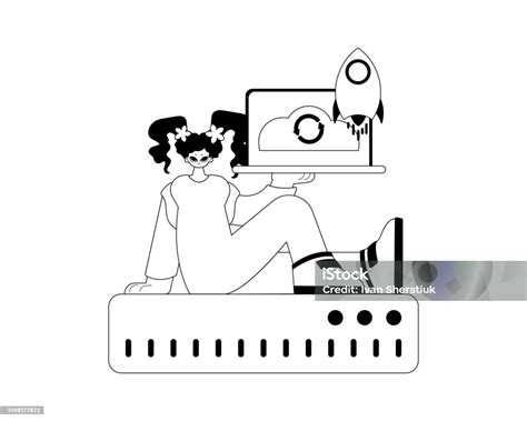 여자 친구와 웨이터 클라우드 메모리 타이포그래피 블랙과 라쿠나 케이블 아트웍 트렌디한 스타일 벡터 일러스트레이션 검은색에 대한