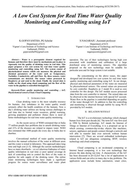 Iot Based Water Quality Monitoring System Pptx