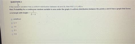 Solved Question 2 If The Random Variable Xhas A Form