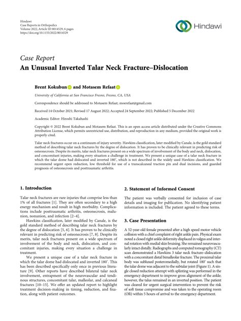 Pdf An Unusual Inverted Talar Neck Fracturedislocation