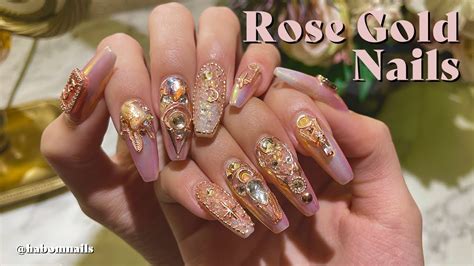 Eng 세상 화려하고 고급지게 로즈골드 네일하기🧡 픽시네일 자몽 미러파우더 Youtube