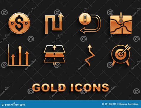 Set Layers Intersection Point Target Arrow Pie Chart Infographic Dollar Symbol And Icon