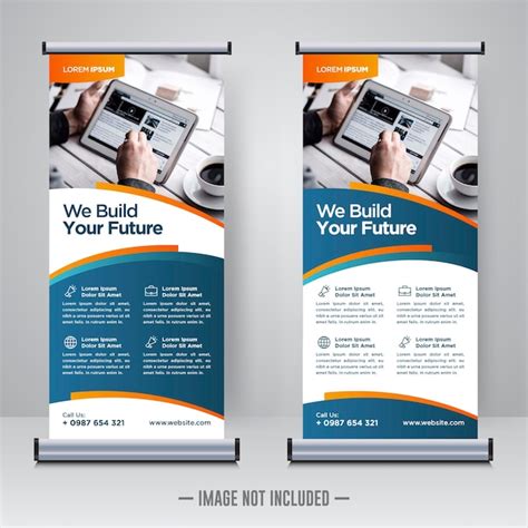 회사 롤업 또는 X 배너 디자인 서식 파일 프리미엄 벡터