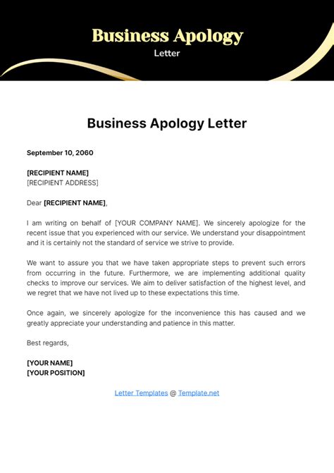 Free Business Apology Letter Template Edit Online And Download
