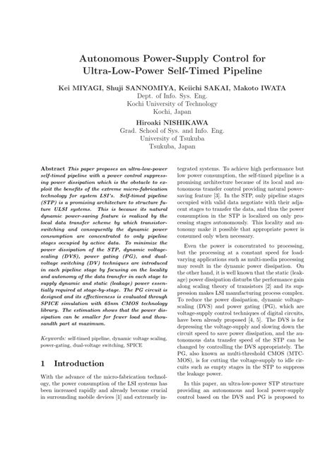Pdf Autonomous Power Supply Control For Ultra Low Power Self Timed Pipeline