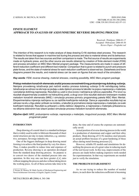 Pdf Finite Element Approach To Analysis Of Axisymmetric Reverse