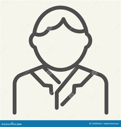Man Line Icon Businessman Vector Illustration Isolated On White Stock