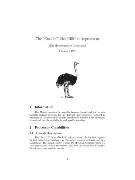 Emu 20 Documentation Pdf Assembly Language Central Processing Unit