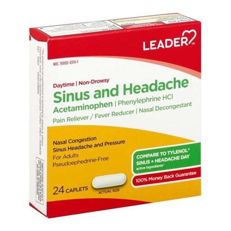 Leader Sinus And Headache Caplets 24 Ct