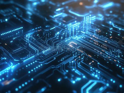 Abstract Glowing Blue Circuit Board With Lines And Nodes Stock Illustration Illustration Of