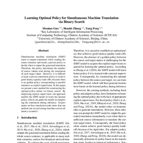 Learning Optimal Policy For Simultaneous Machine Translation Via Binary Search Acl Anthology