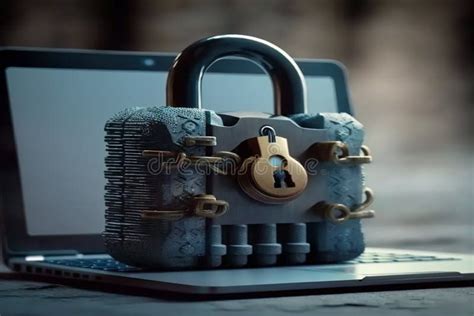 Steel Padlock And Computer Keyboard Internet Security And Data Protection Concept Stock