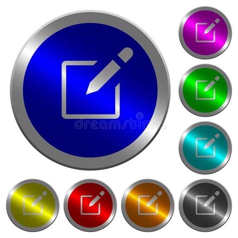 Editbox With Pencil Luminous Coin Like Round Color Buttons Stock Vector Illustration Of Gray