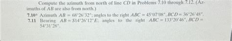 Compute The Azimuth From North Of Line CD In Problems Chegg Com
