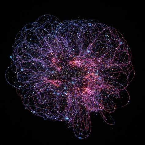 A Complex Digital Illustration Visualizing Neural Networks Or Abstract
